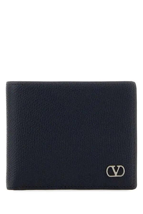 Valentino Garavani Midnight Leather Vlogo Signature Wallet 11 Cm X 9 Cm X 2 Cm - Blue