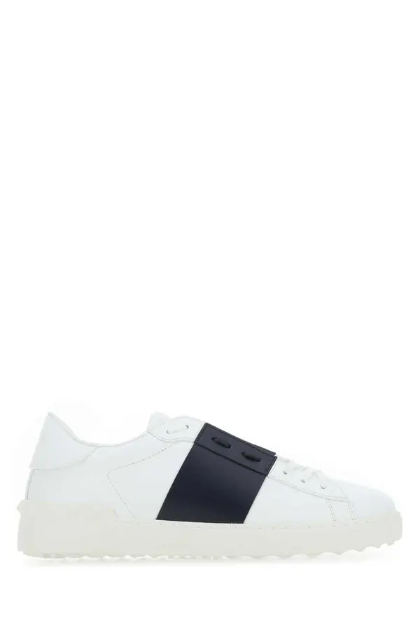 Valentino Garavani Open Leather Sneaker With Signature Band Detail - White