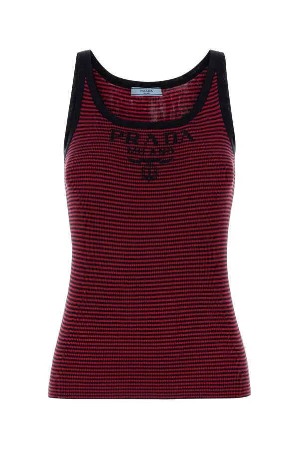 Prada Striped Ribbed Tank Top - Stripped