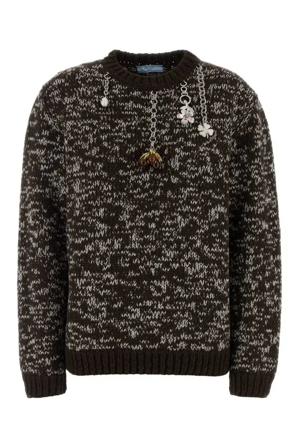 Prada Oversized Virgin Wool Sweater With Charms