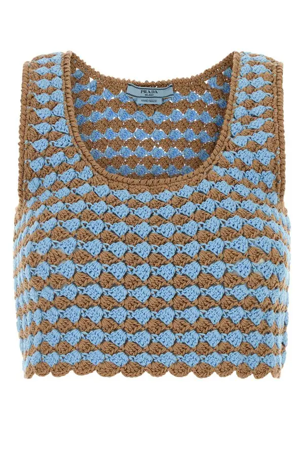 Prada Crocheted Cotton Crop Top - Multicoloured