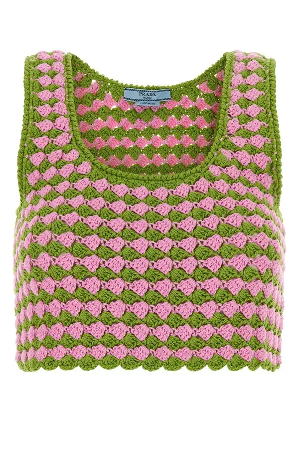 Prada Two-tone Crochet Crop Top - Multicoloured