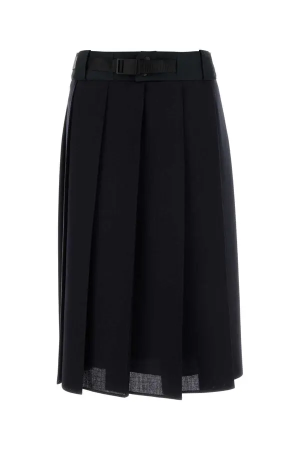 Prada Virgin Wool Skirt With Buckled Waistband
