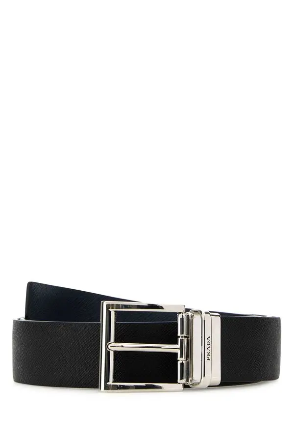 Prada Reversible Leather Belt With Silver-tone Hardware, 3.5 Cm