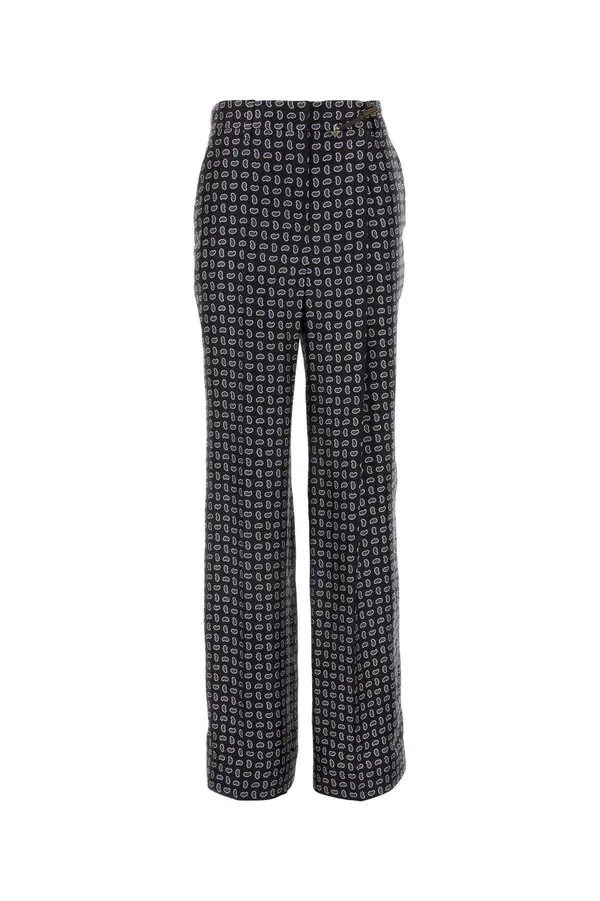 Prada Silk Paisley Wide Leg Trousers
