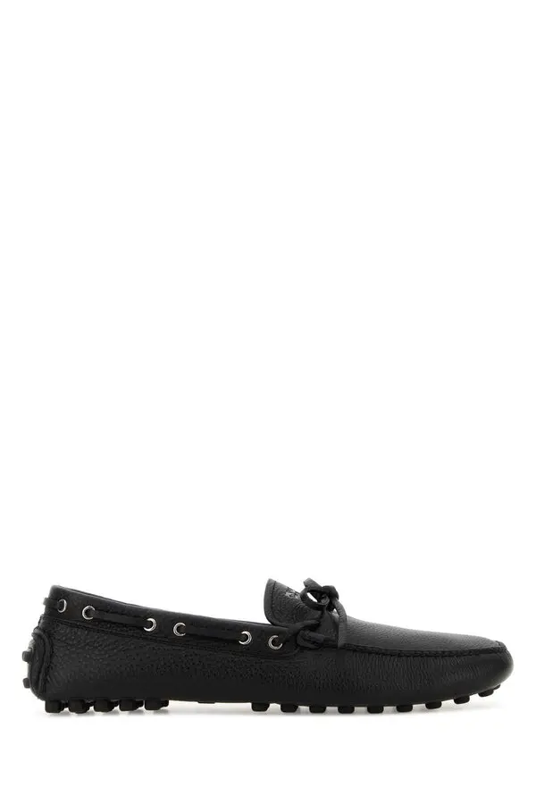 Prada Deer Leather Driving Loafers - Black