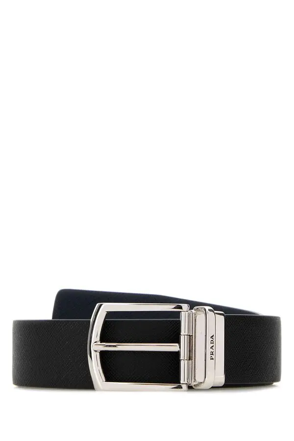 Prada 3.5 Cm Leather Belt With Silver Hardware