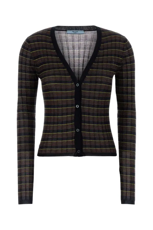 Prada Embroidered Knit Cashmere-silk Cardigan