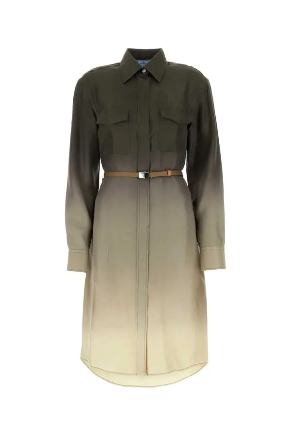 Prada Twill Shirt Dress With Belt