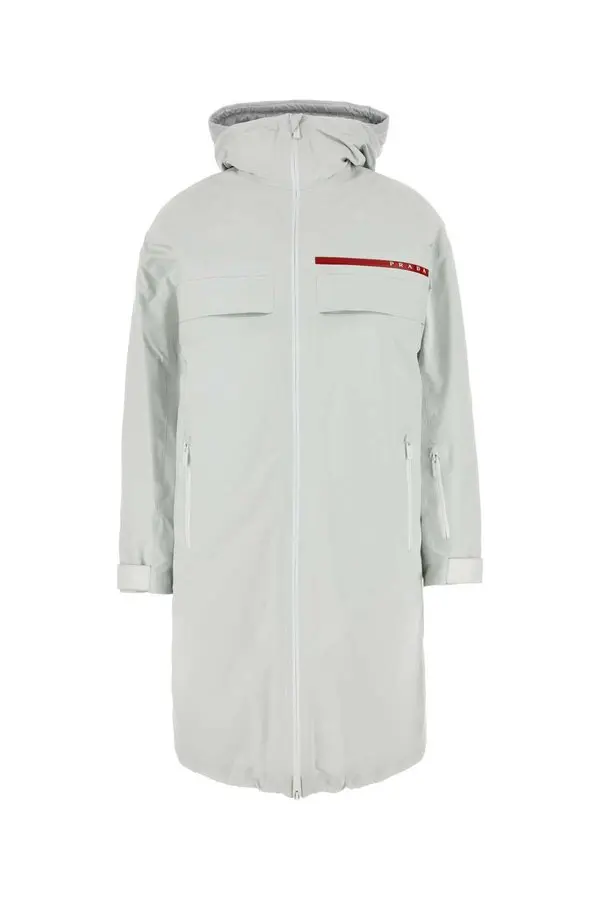 Prada Re-nylon Padded Zip-up Jacket With Hood - White
