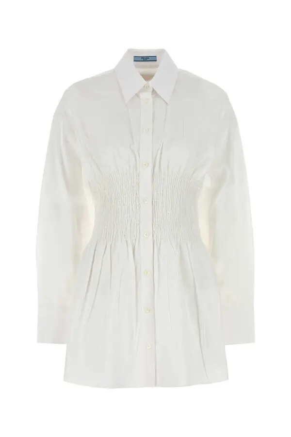 Prada Embellished Collar Poplin Shirt - White