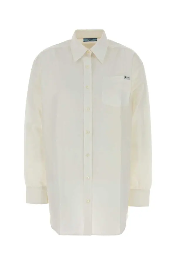 Prada Button-front Cotton-linen Shirt - White