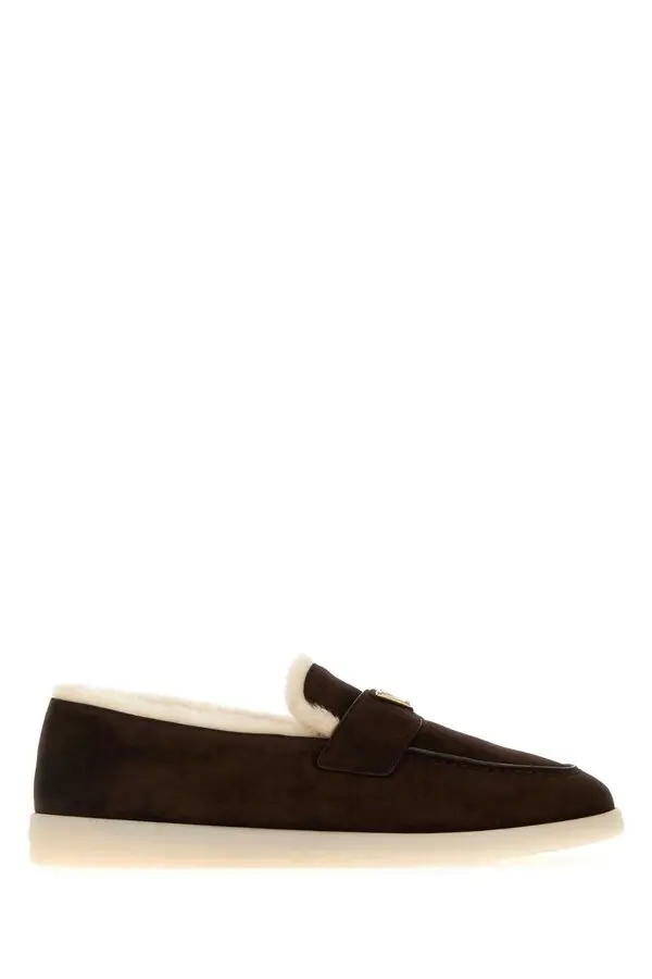 Prada Suede Loafers With Shearling Lining