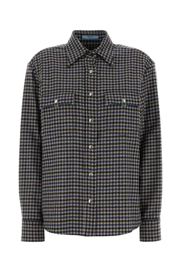 Prada Embroidered Wool Shirt - Checked