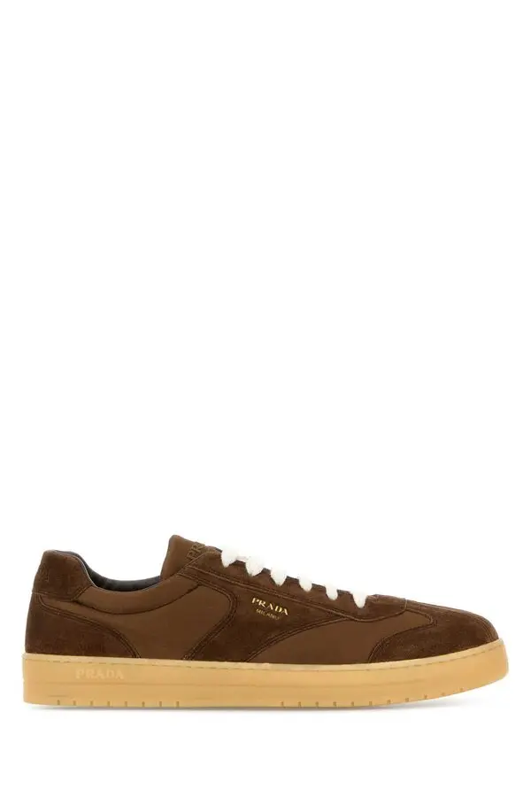 Prada Suede And Re-nylon Lace-up Sneakers