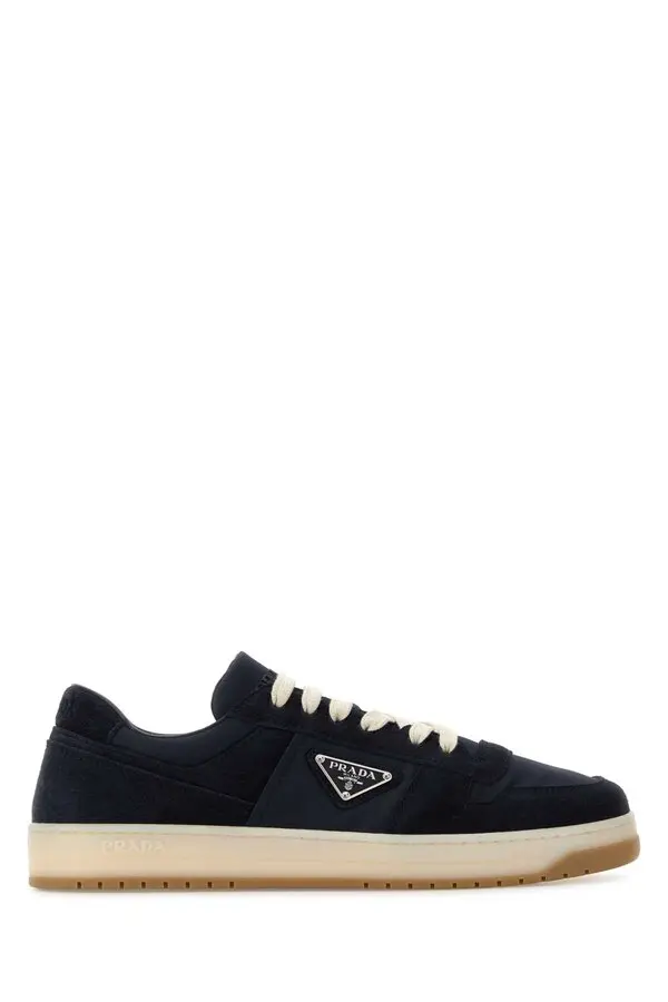Prada Suede And Canvas Downtown Low Top Sneakers