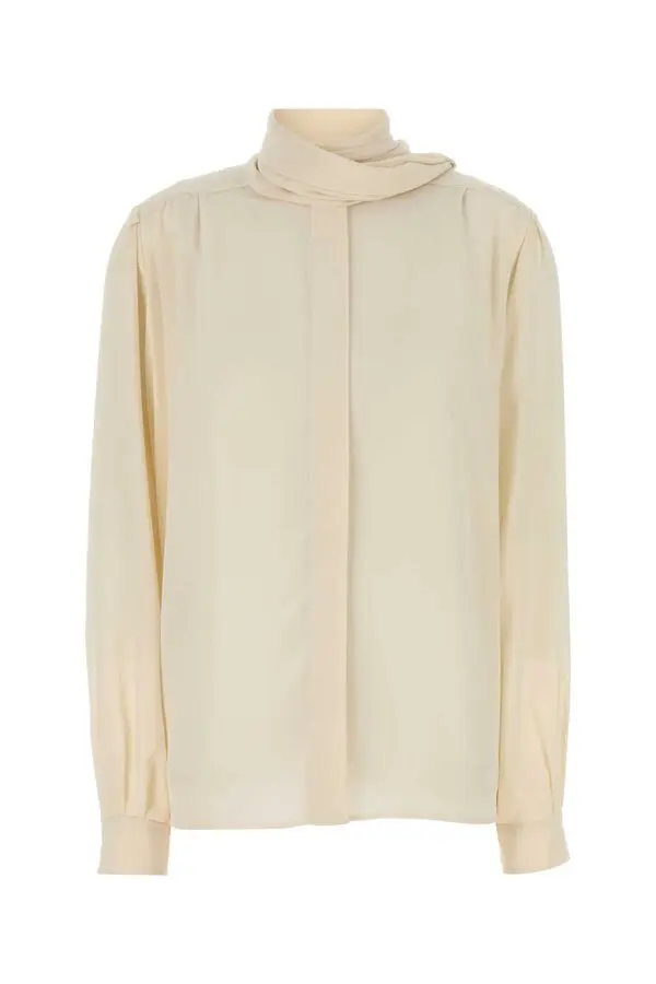 Prada Silk Button-front Shirt With Scarf Detail