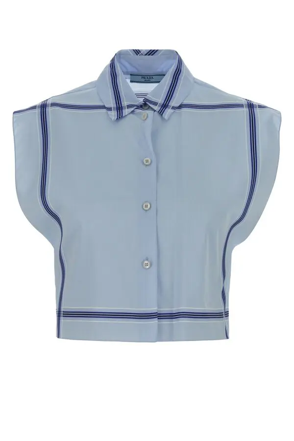 Prada Cotton Shirt With Trochus Niloticus Detail