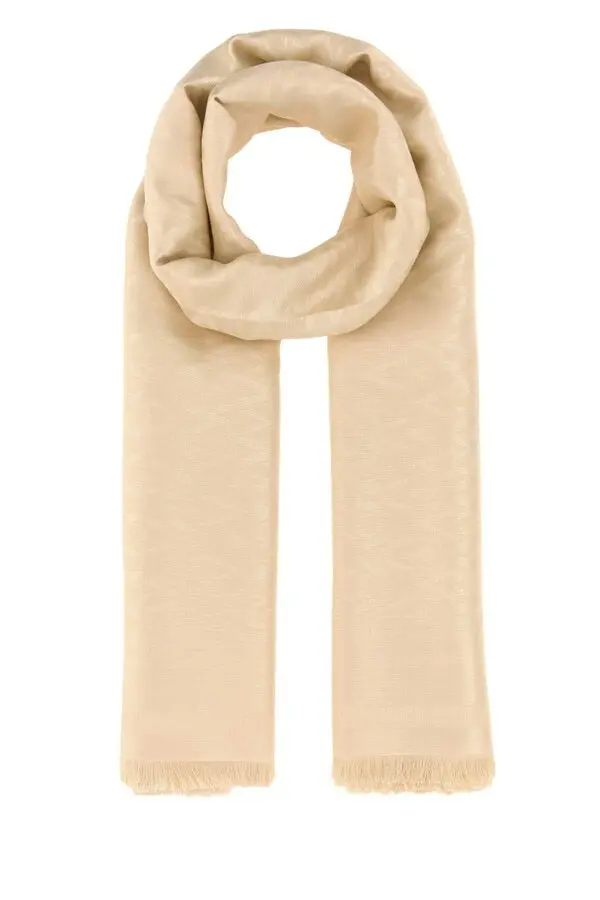 Valentino Garavani 140 X 140 Cm Cream Silk-wool Blend Square Scarf - Yellow