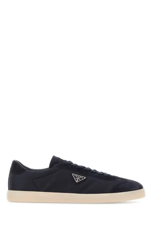 Prada Re-nylon And Suede Lace-up Sneakers - Blue