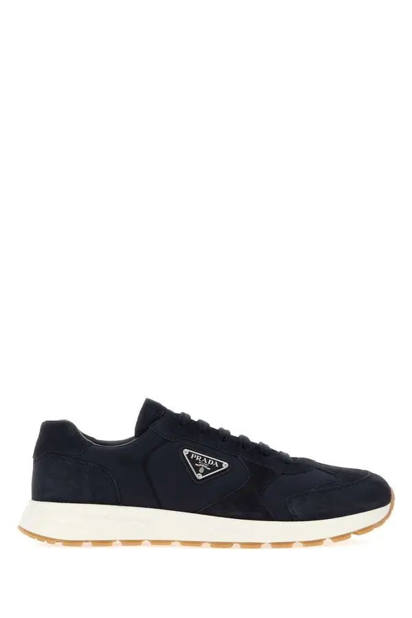 Prada Re-nylon And Suede Sneakers - Blue