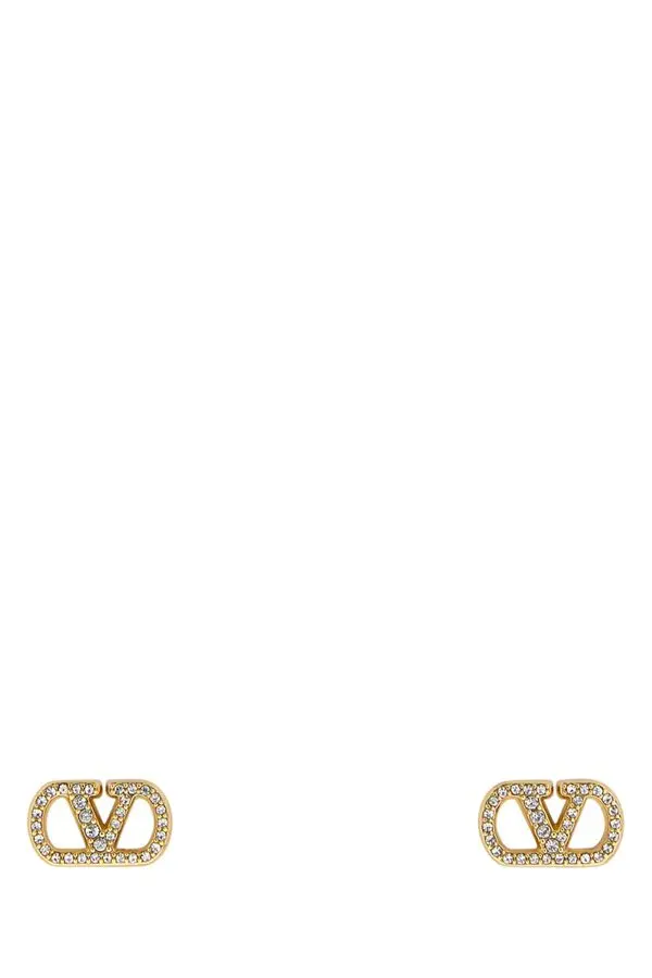 Valentino Garavani Vlogo Signature Earrings In Bronze And Crystal - Orocrystal