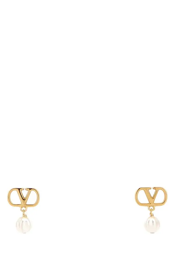 Valentino Garavani Vlogo Signature Drop Earrings With Pearl - Gold