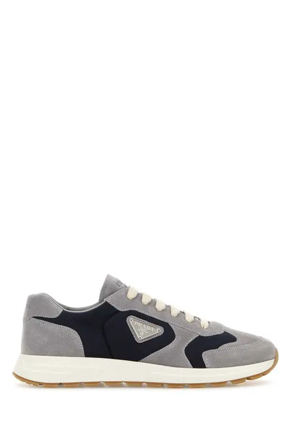 Prada Two-tone Suede And Re-nylon Prax Sneaker