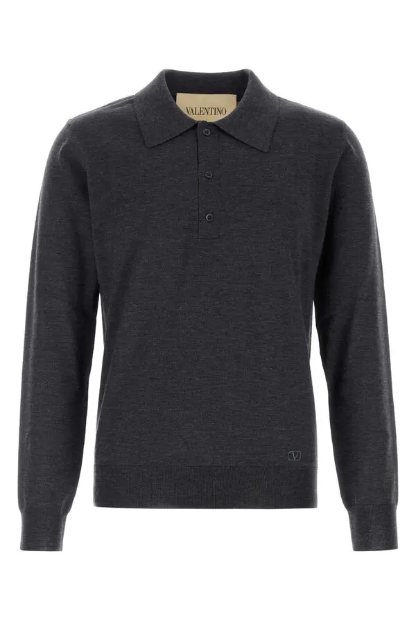 Valentino Garavani 100% Virgin Wool Polo Shirt - Grey