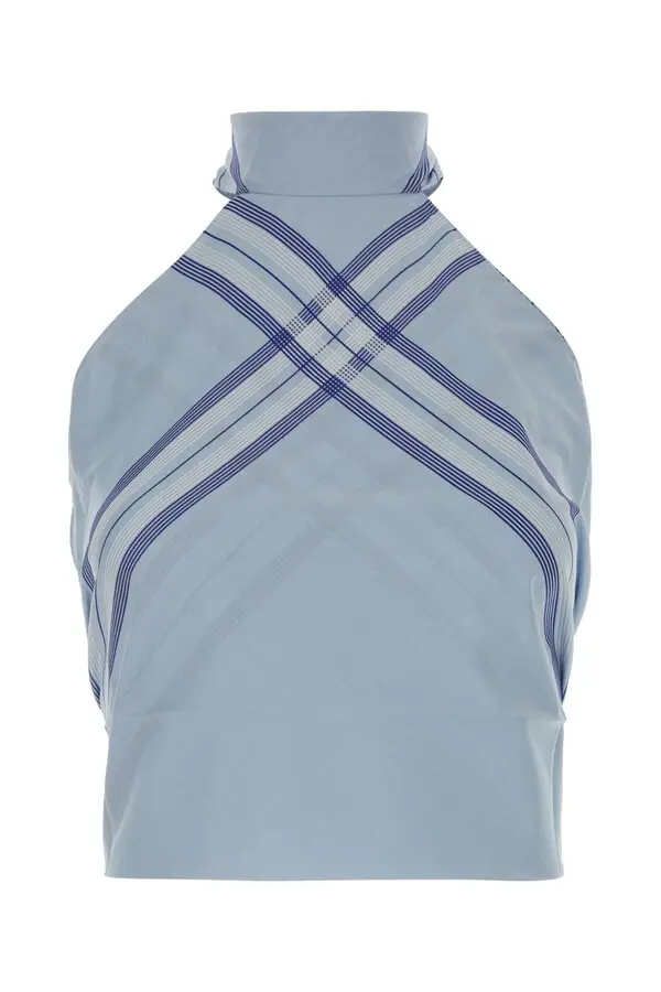 Prada Striped High Neck Mini Top - Cielo
