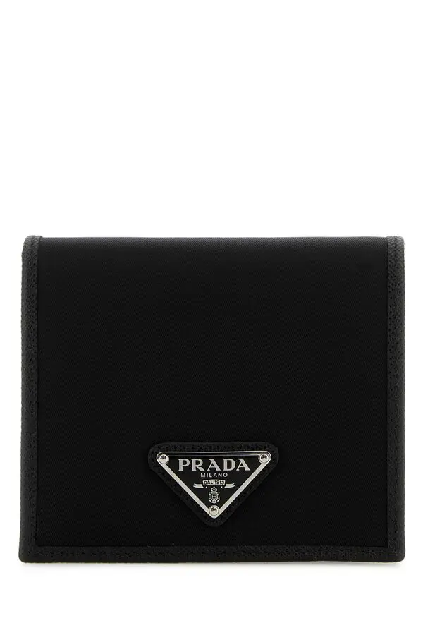 Prada Mini Nylon Wallet With Leather Trim