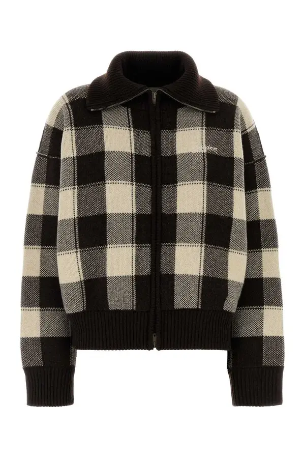 GOLDEN GOOSE Embroidered Wool Cardigan For - Checked