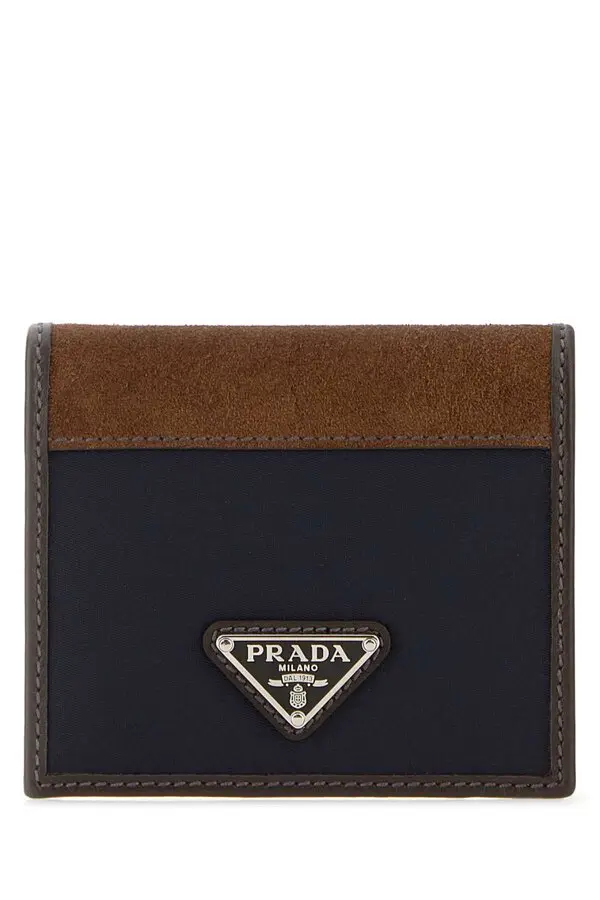 Prada Two-tone Fabric And Suede Mini Wallet With 10 Cm Width, 9 Cm Height, 2 Cm Depth