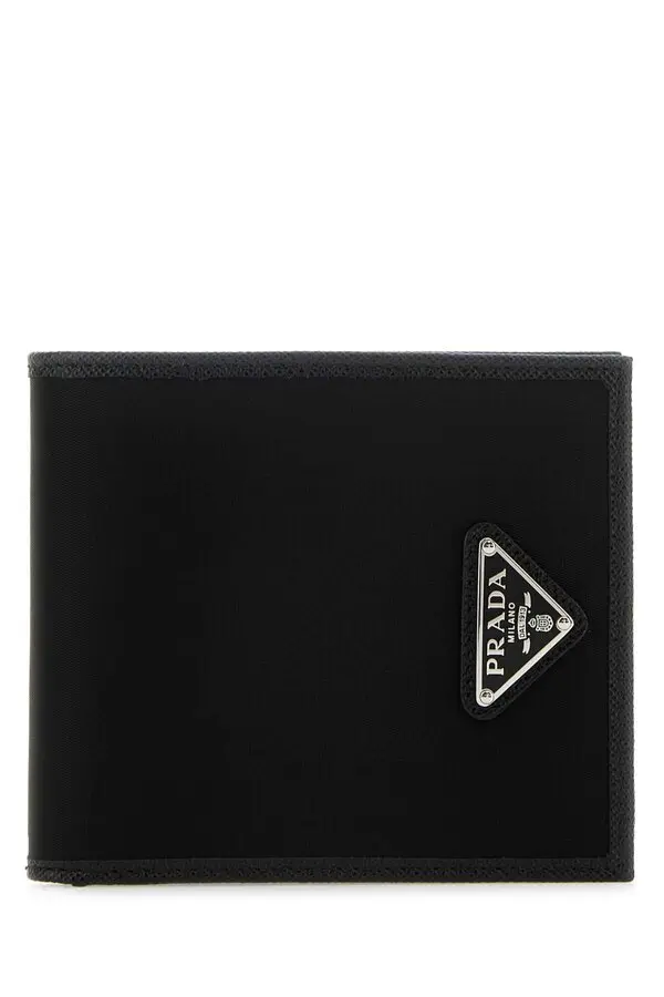 Prada Mini Fabric And Leather Wallet, 11 Cm X 9.5 Cm X 1.5 Cm