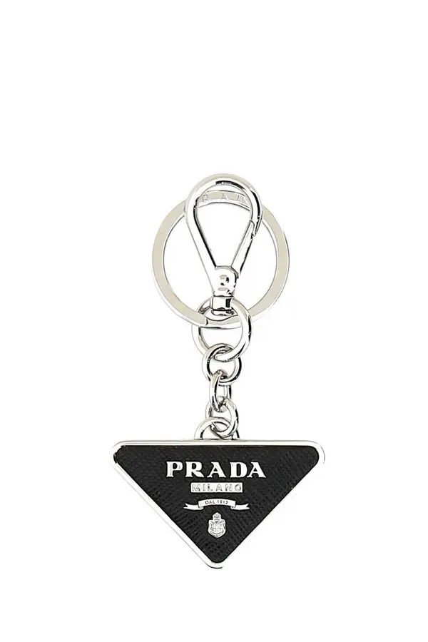 Prada Two-tone Leather & Metal Keychain, 5 Cm X 9 Cm