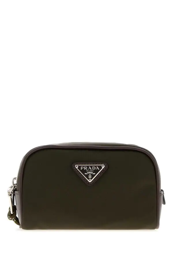 Prada 15 Cm Mini Fabric Beauty Case With Silver-tone Hardware