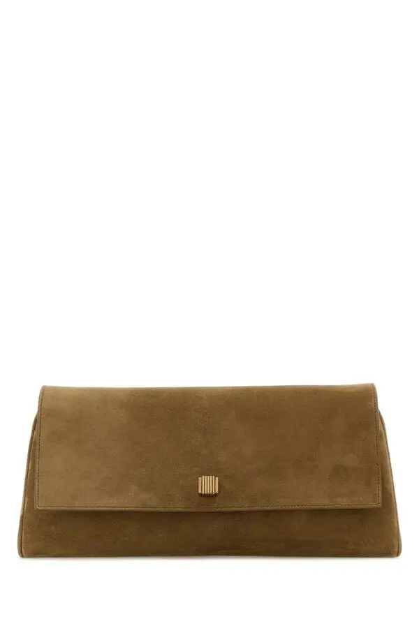 Khaite Audrey Suede Clutch Bag - Camel