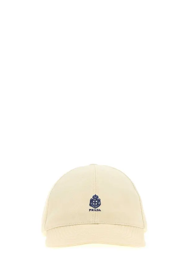 Prada Cotton Baseball Cap With Calfskin Leather Details - Yellow