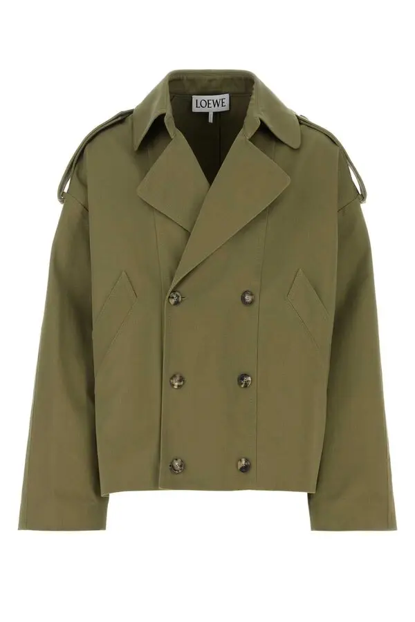 Loewe Double Breasted Cotton Trench Jacket