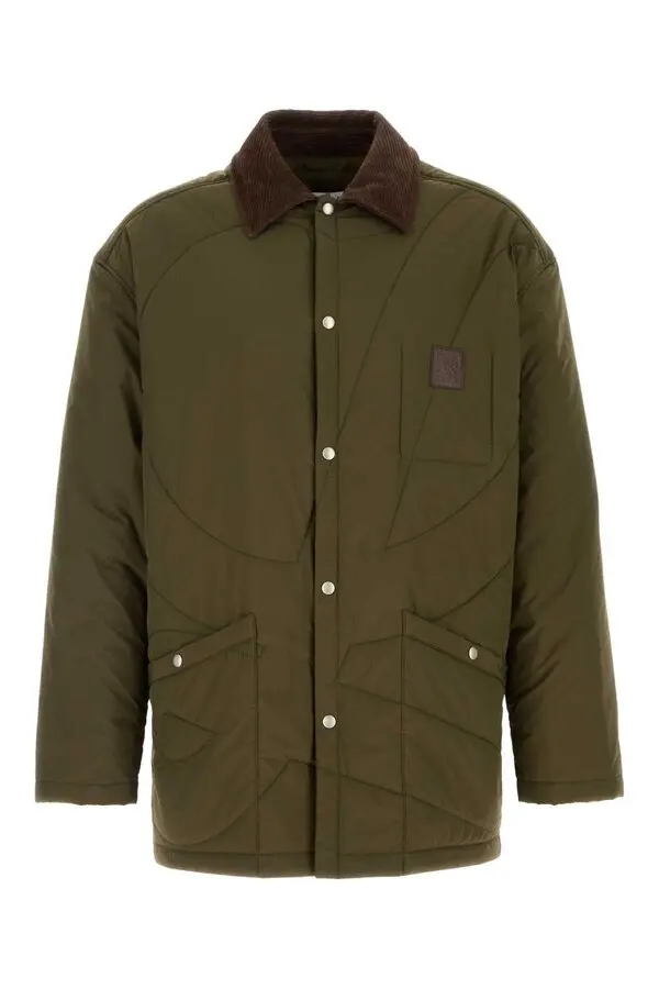 Loewe Quilted Polyester Army Jacket With Corduroy Collar