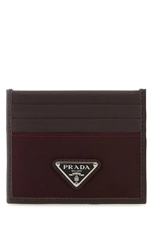 Prada Mini? No Brand; Corrected: Leather Card Holder With Silver-tone Hardware