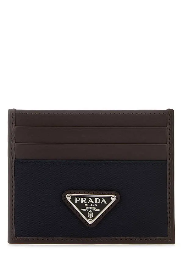 Prada Leather Card Holder With Silver-tone Hardware