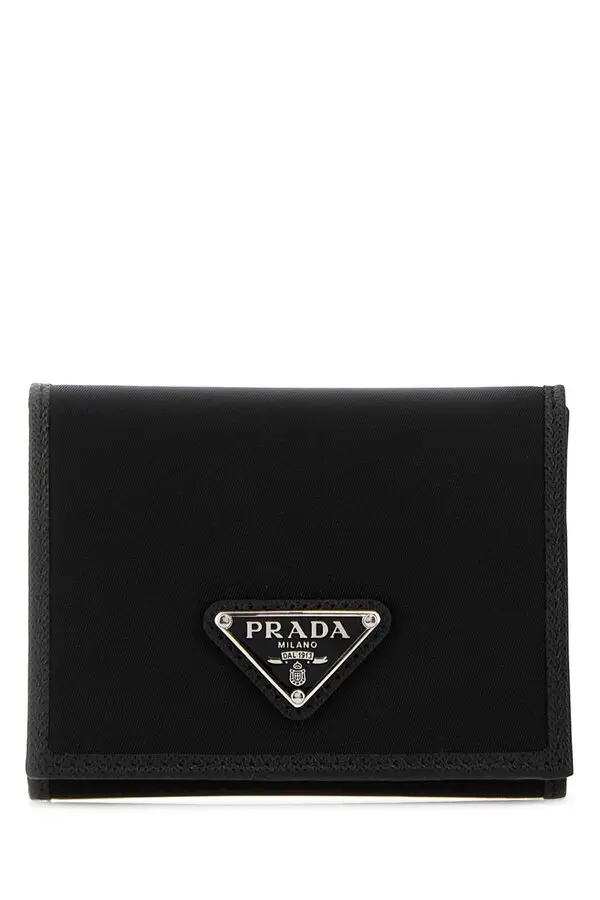 Prada Mini Fabric Wallet With Silver Metal Finishing