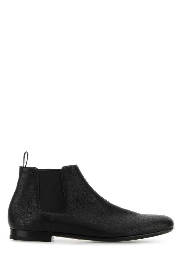 Prada Ovine Leather Ankle Boots With Rubber Sole