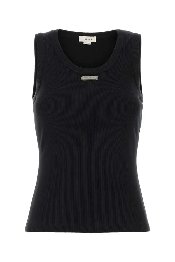 Alexander McQueen Stretch Cotton Tank Top - Black