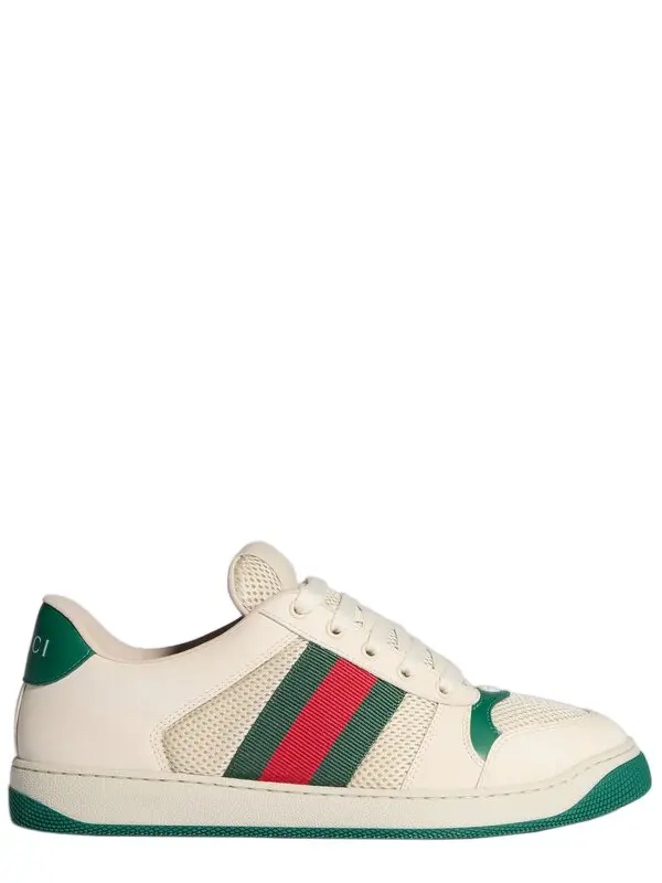 Gucci Leather Trim Double G Rubber Insert Sneakers - Bianco