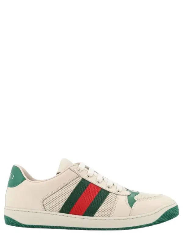 Gucci Leather Trim Double G Rubber Insert Sneakers - Bianco