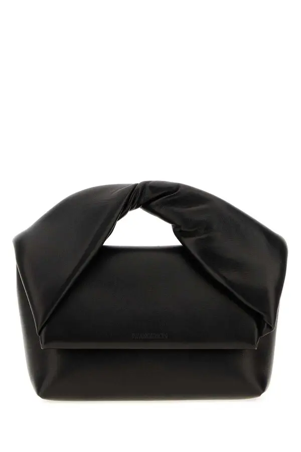 JW Anderson Mini Twister Leather Handbag With Antiqued Gold-tone Hardware - Black