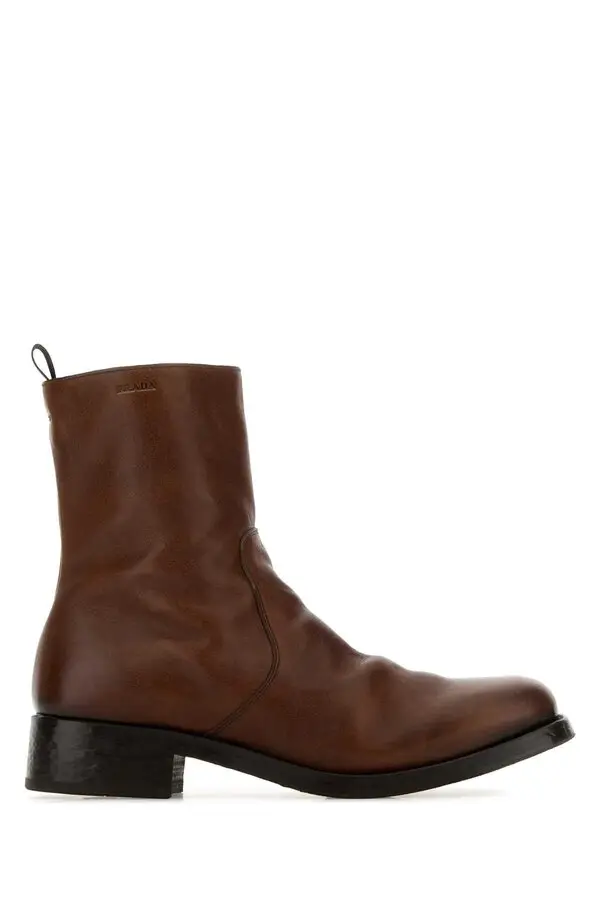 Prada Calf Leather Boots With Rubber Sole