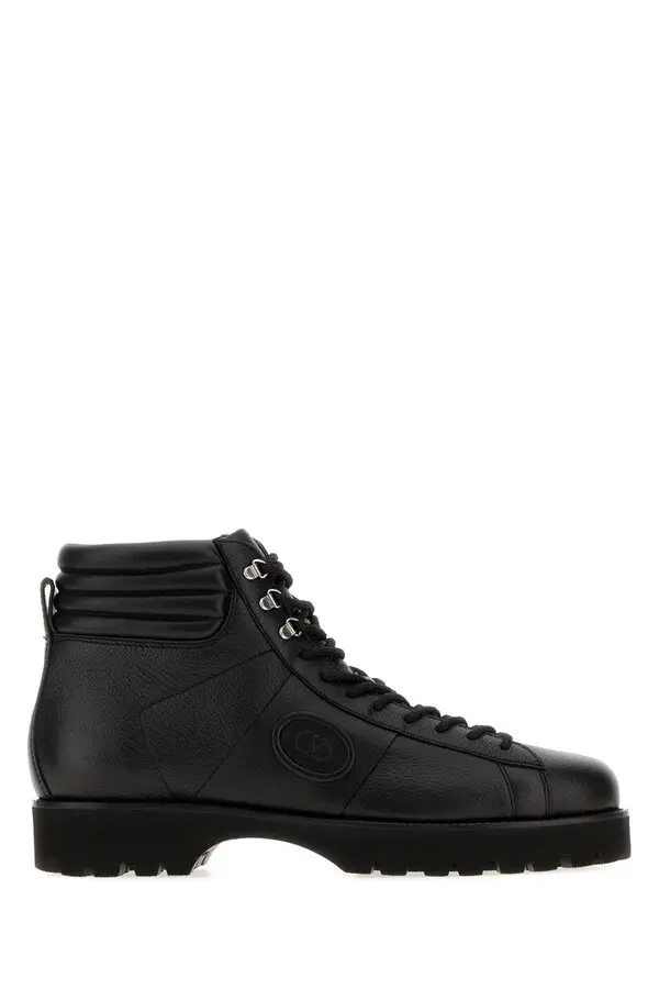 Valentino Garavani Leather Vlogo Signature Lace-up Ankle Boots
